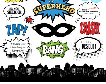 Superhero Words. Clipart. Digital Download. Super Kid. | Etsy