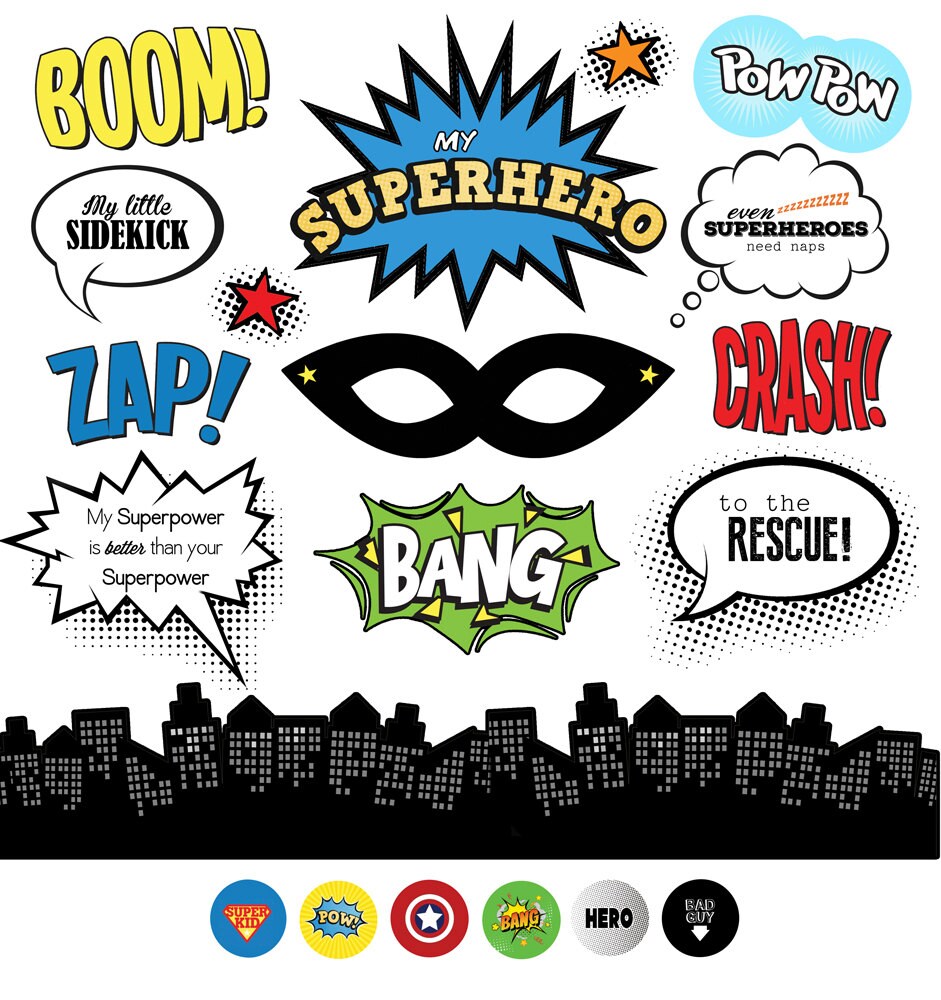 Superhero Elements. Clipart. Digital Download. Super Kid ...