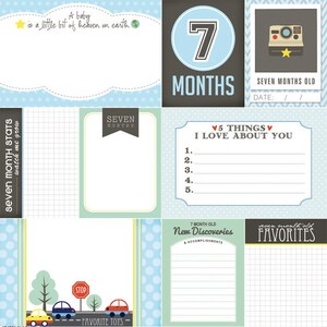 7 Months Old Journal Cards. Baby Boy Digital Scrapbooking. Project Life ...