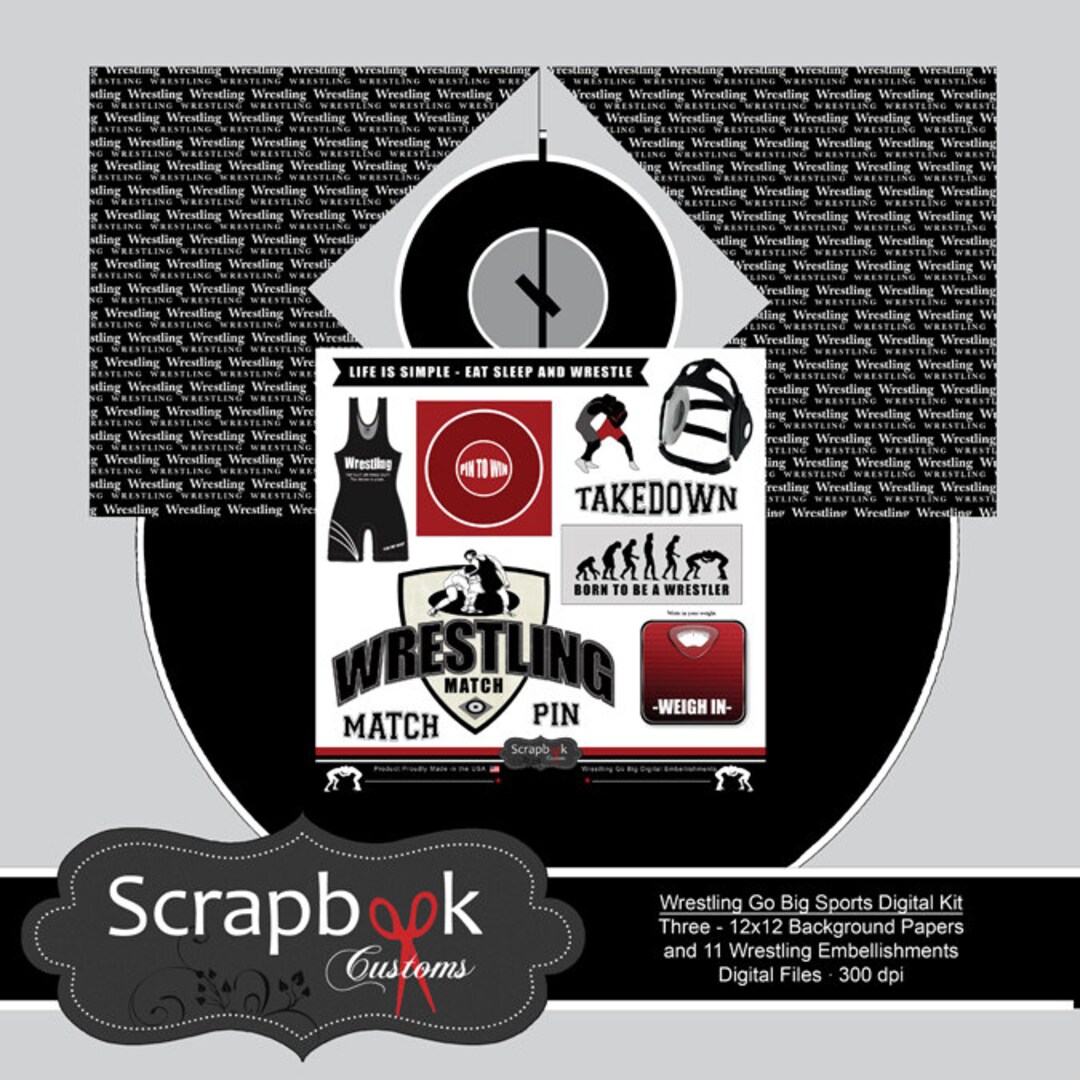 Wrestling Digital Scrapbooking. Instant Download. - Etsy