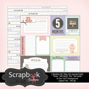 5 Months Old Baby Girl Journal Cards. Digital Scrapbooking. Project ...