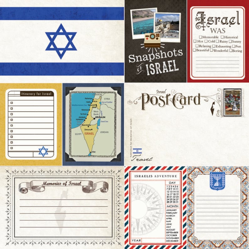 Israel Journal Cards. Digital Scrapbooking. Project Life. Instant ...