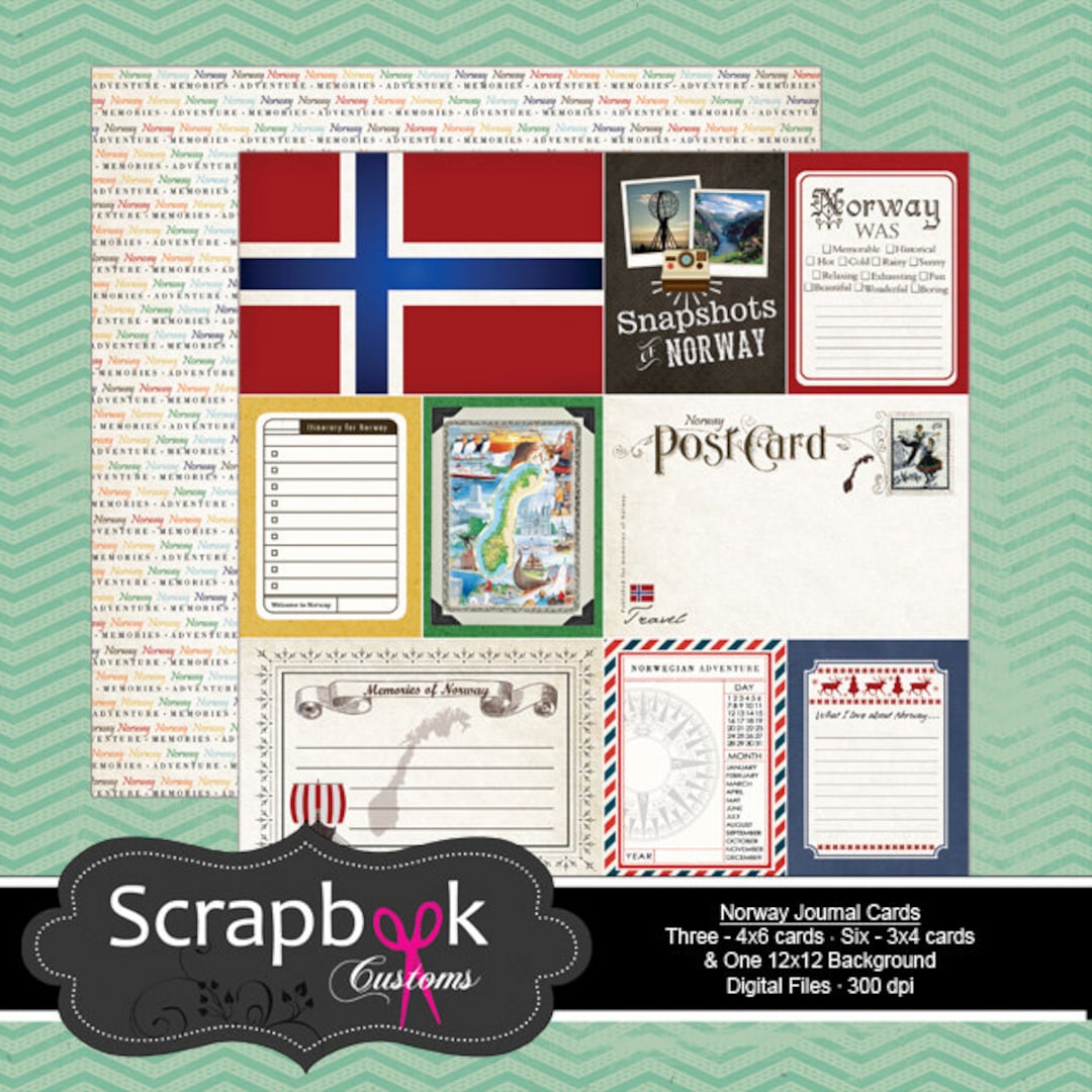 Norway Journal Cards. Digital Scrapbooking. Project Life. Instant ...