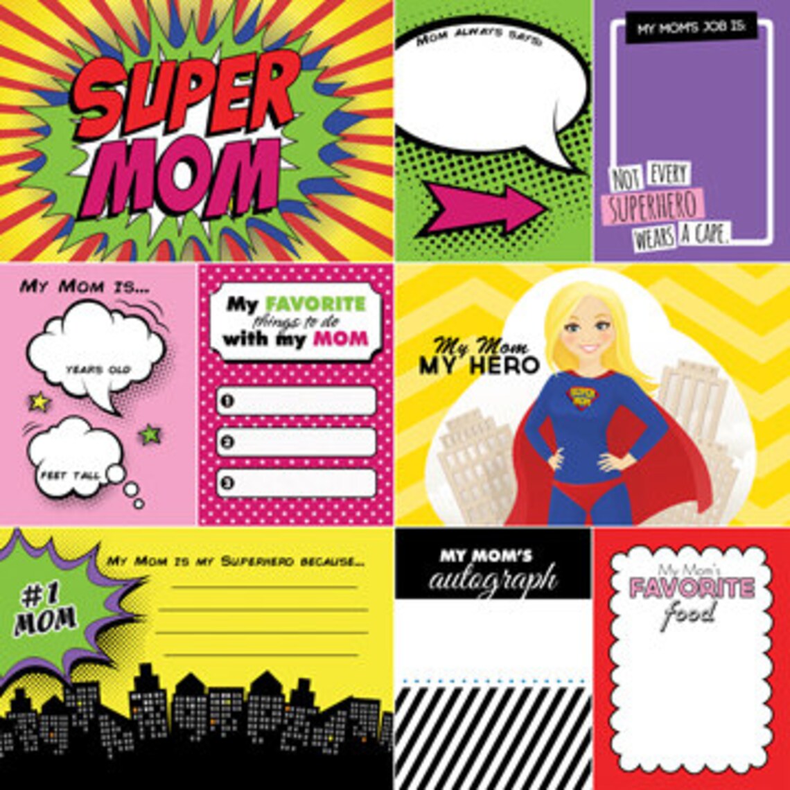 Superhero Mom Journal Cards. Project Life. Mother's Day. Digital ...
