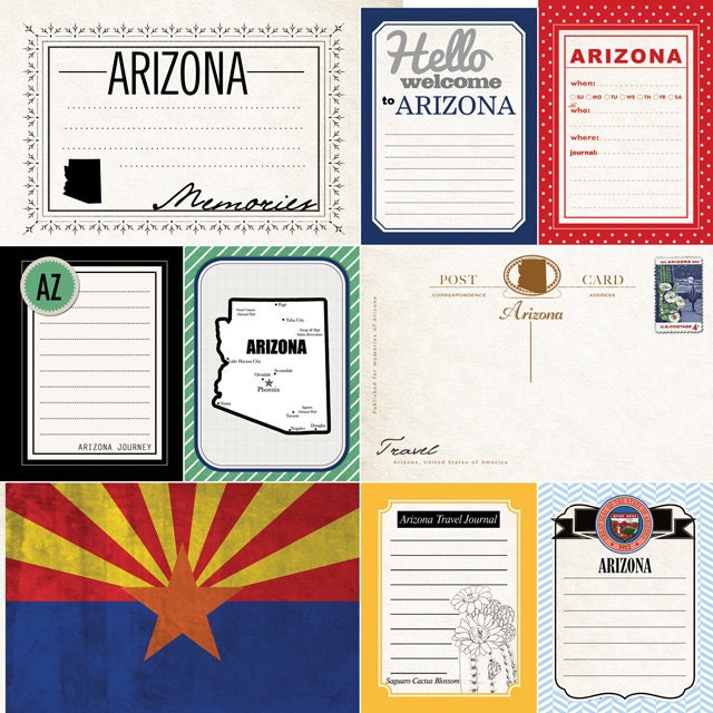 Arizona Journal Cards. Digital Scrapbooking. Project Life. Instant ...