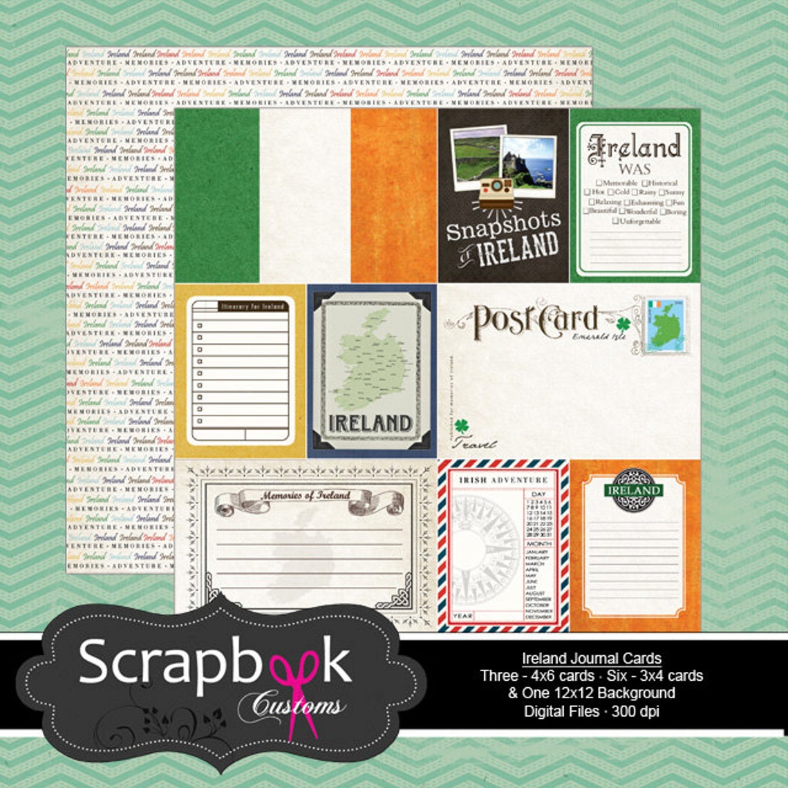 Ireland Journal Cards. Digital Scrapbooking. Project Life. Instant ...