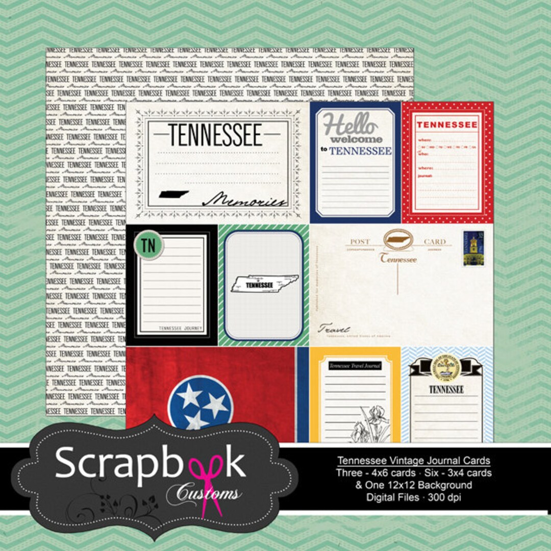 Tennessee Journal Cards. Digital Scrapbooking. Project Life. Instant ...