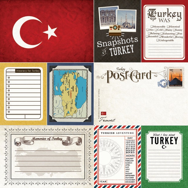 Turkey Journal Cards. Digital Scrapbooking. Project Life. Instant ...