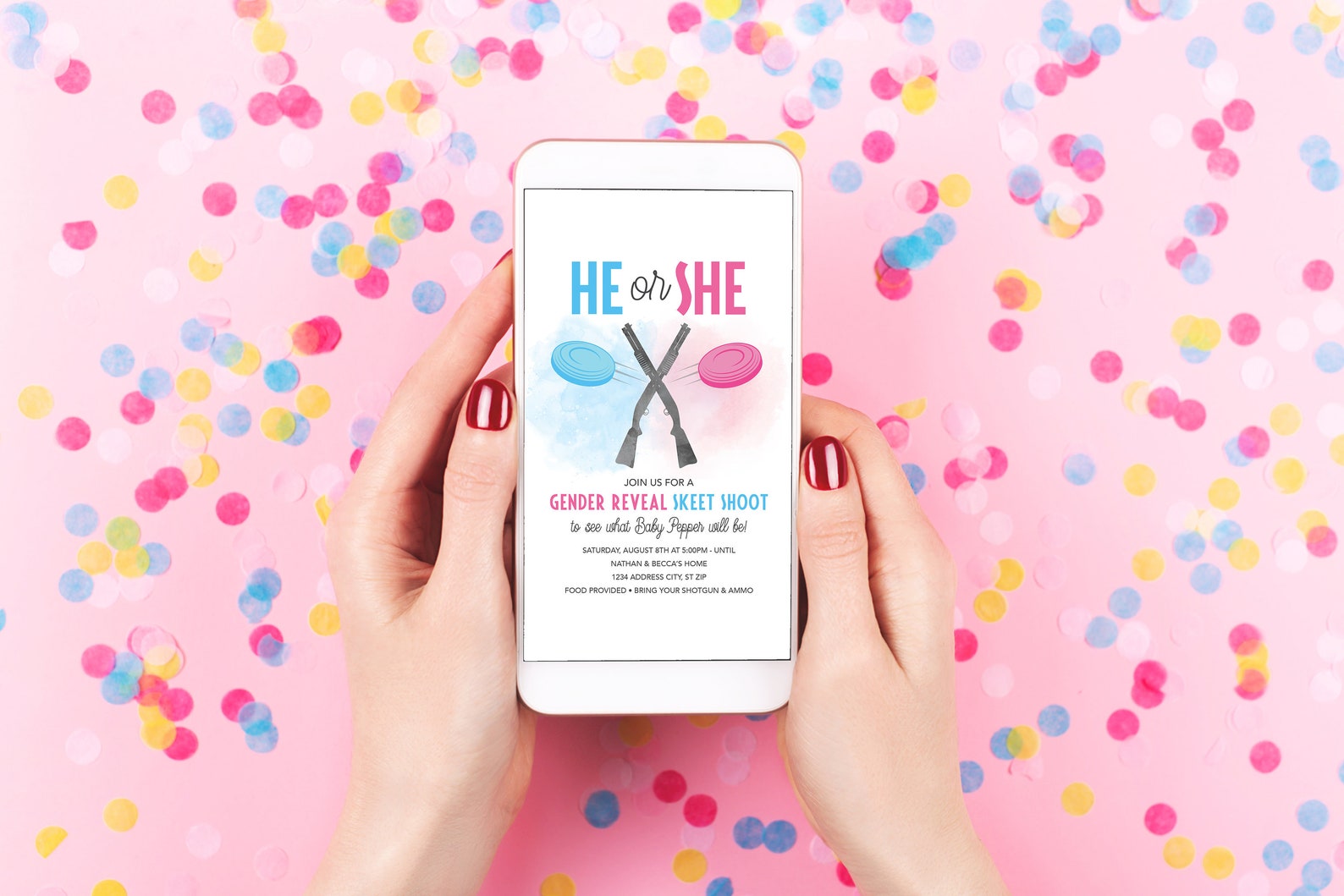 Skeet Shoot Invitation, Gender Reveal, Gender Skeet, Blue or Pink ...