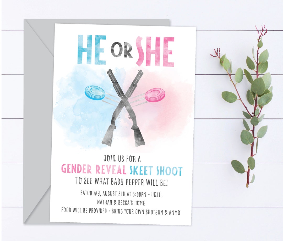 Skeet Shoot Invitation Gender Reveal Gender Skeet Blue or - Etsy