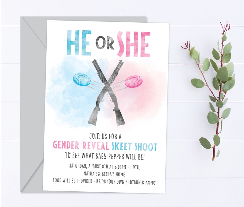 Skeet Shoot Invitation Gender Reveal Gender Skeet Blue or - Etsy