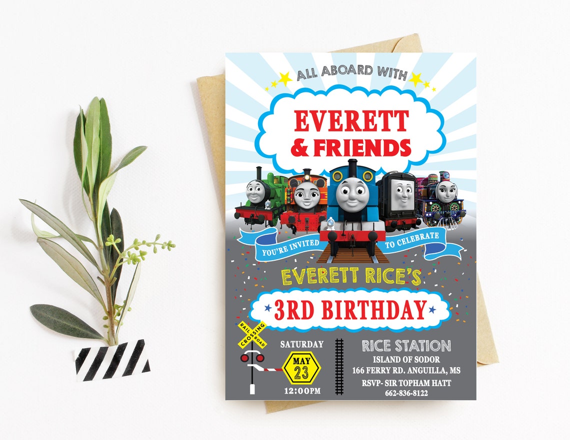 Thomas the Train Birthday Invitation Thomas and Friends - Etsy