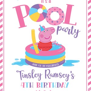 Editable Peppa Pig Pool Party Invitation, Peppa Pig Swim Party, Peppa ...