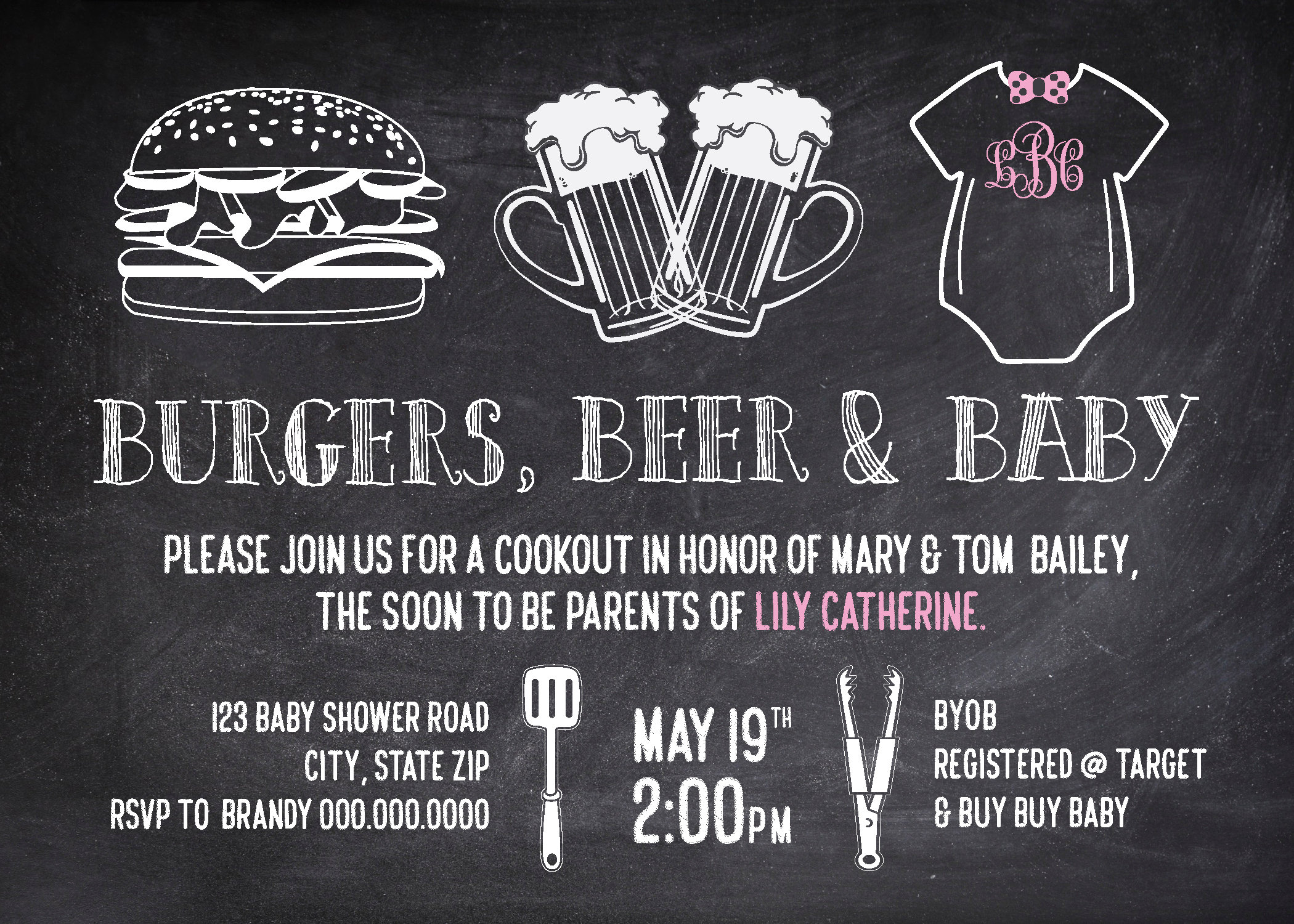 Burgers, Beer & Baby Shower Invitation / Adult Themed Baby Shower ...