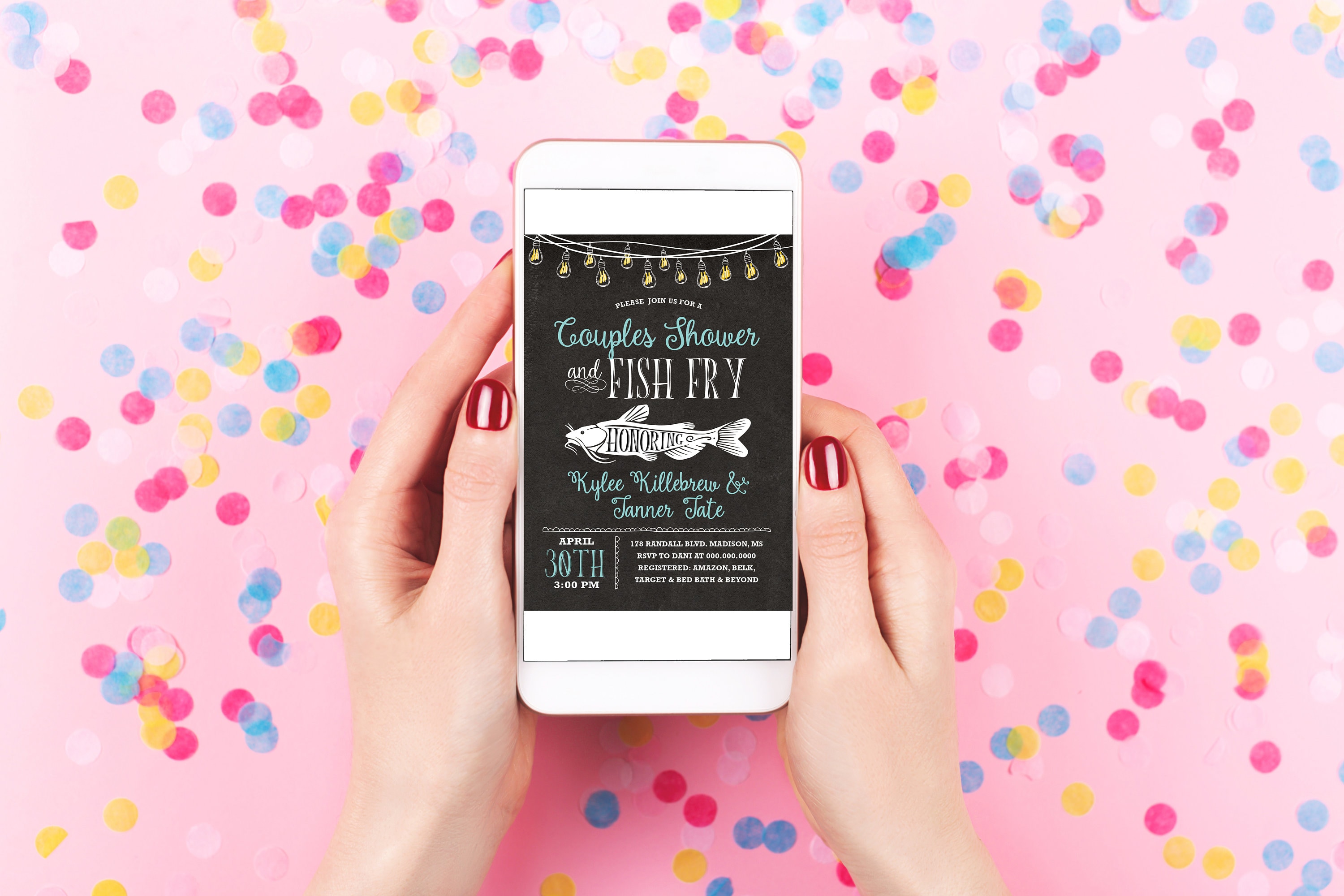 Customized Fish Fry Couples Shower, Two Less Fish in the Sea, Wedding ...