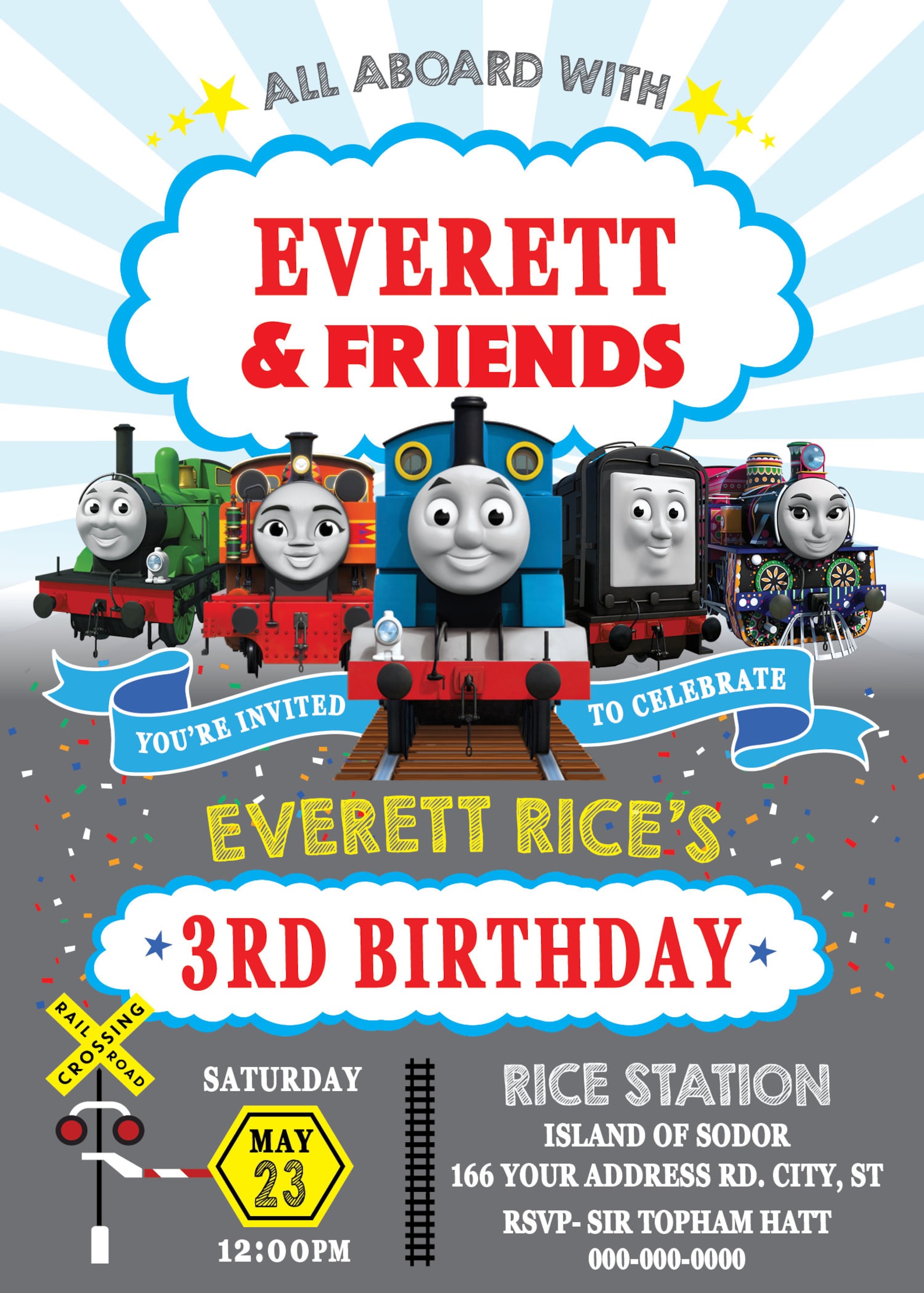 Thomas the Train Birthday Invitation Thomas and Friends - Etsy