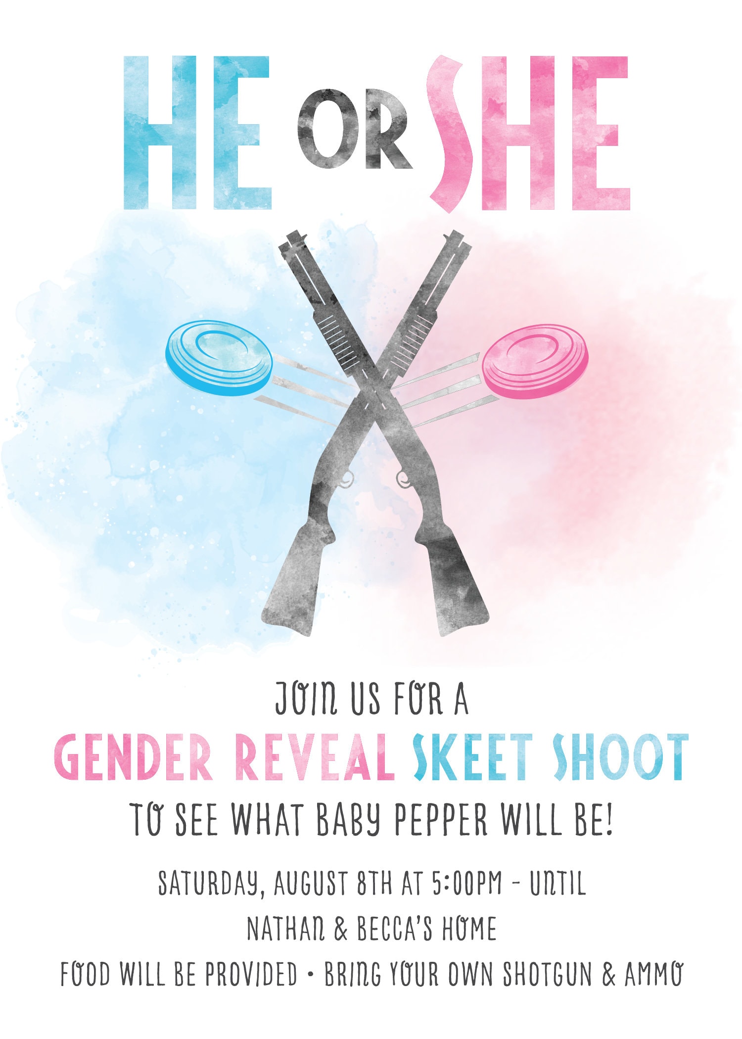Skeet Shoot Invitation Gender Reveal Gender Skeet Blue or - Etsy Australia