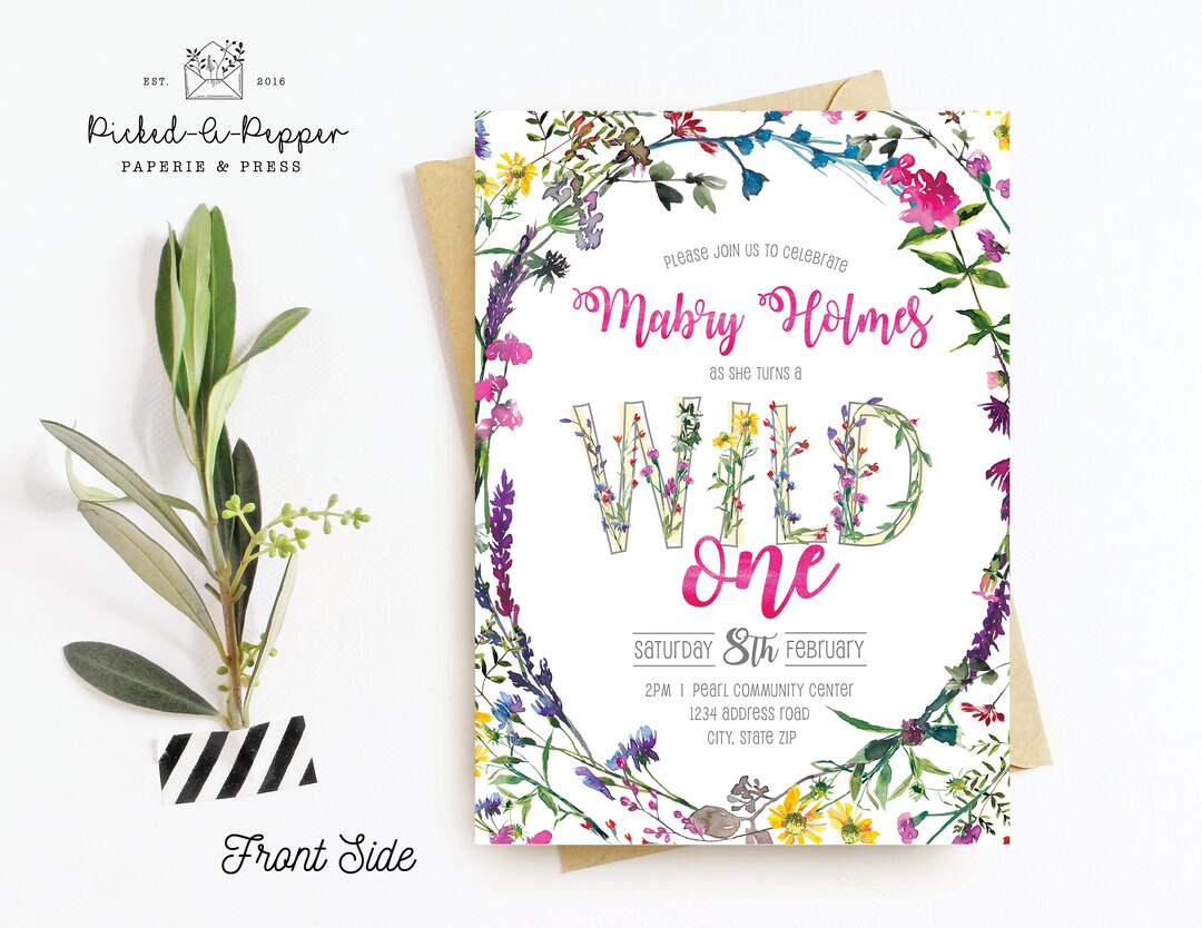 Wildflower Birthday Invitation,wildflower Birthday Party, Wild One ...