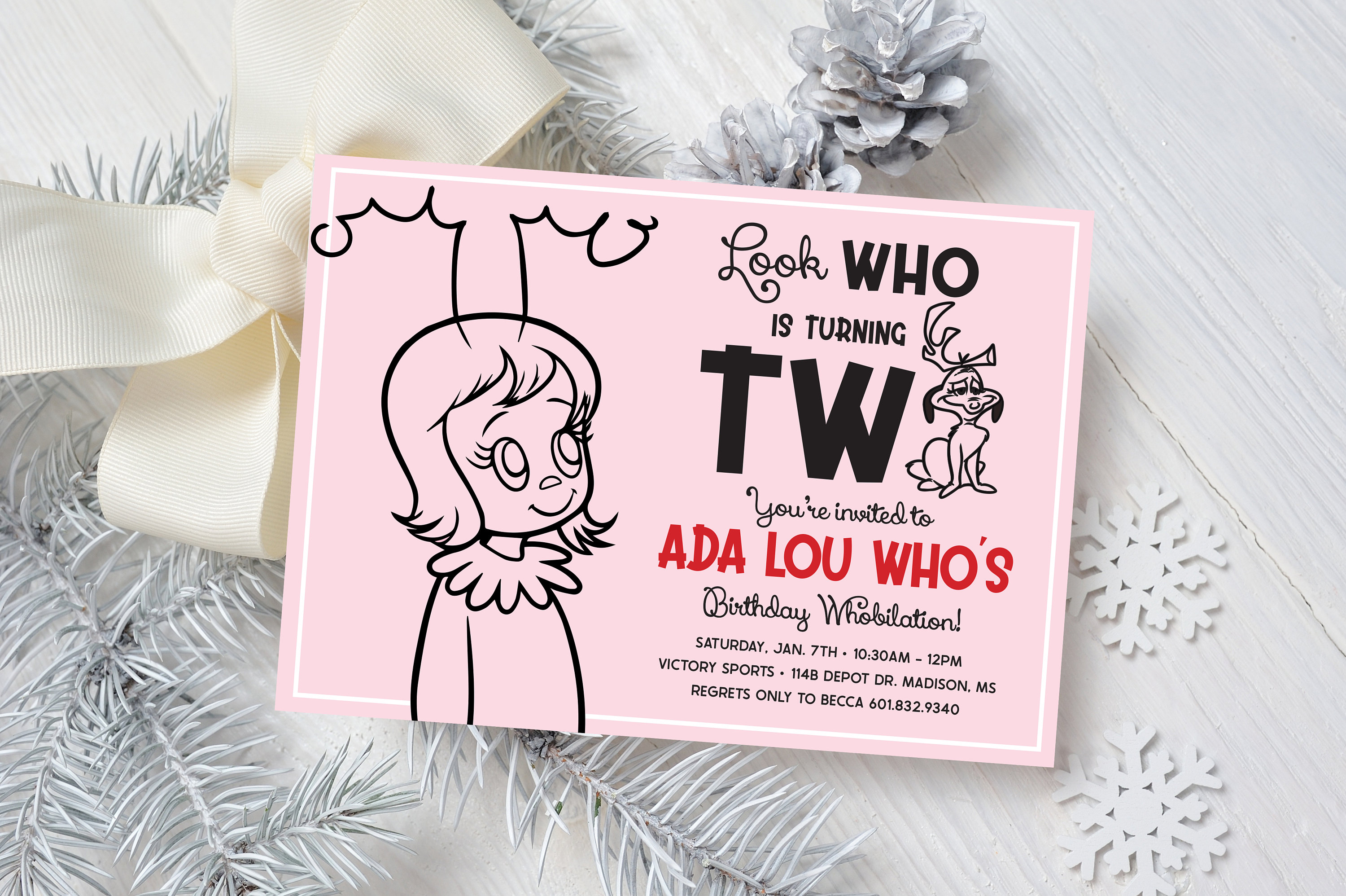 Cindy Lou Who Invitation, Cindy Lou Birthday Invitation, Look Who's ...