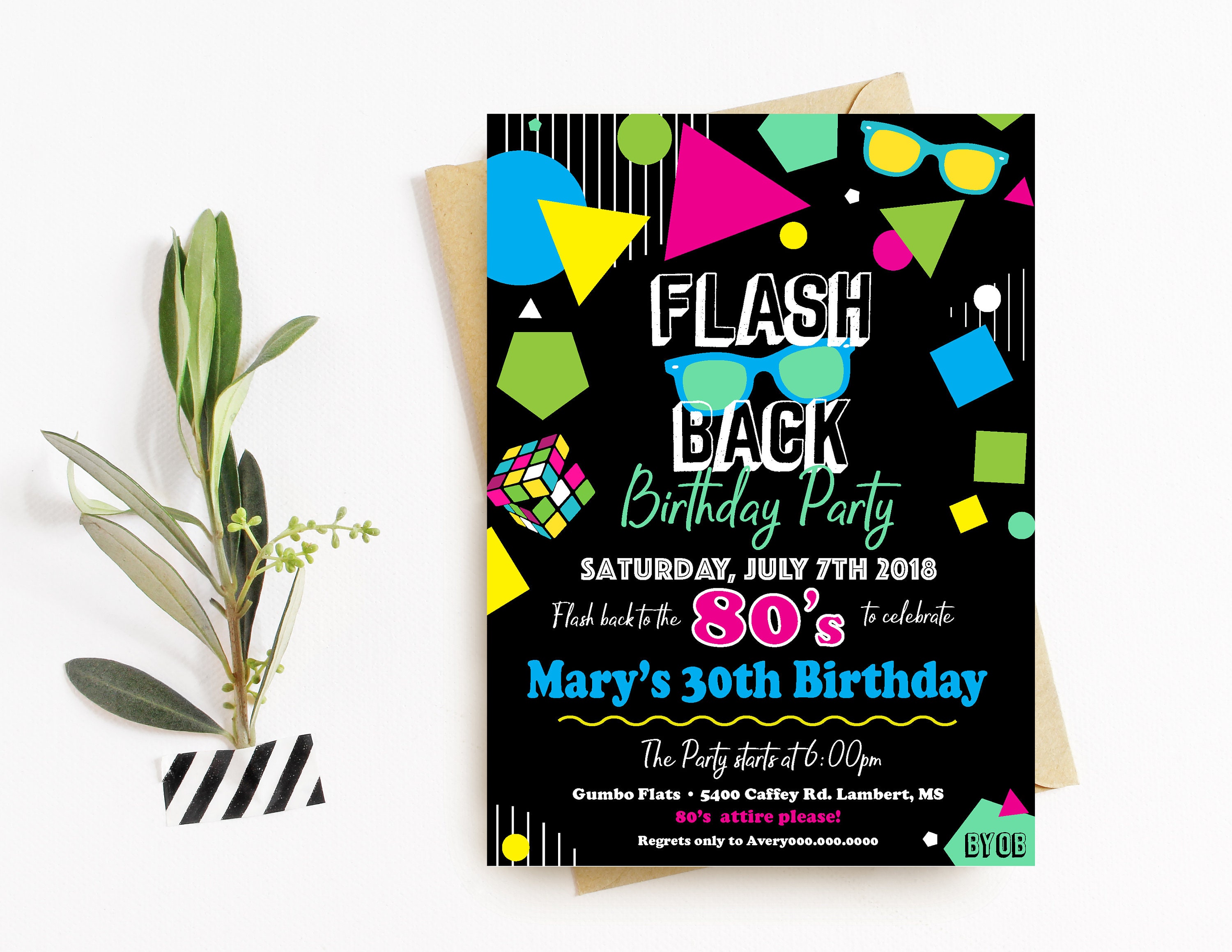 80s Retro Birthday Party Invite - Blast From the Past Bash, Throwback ...