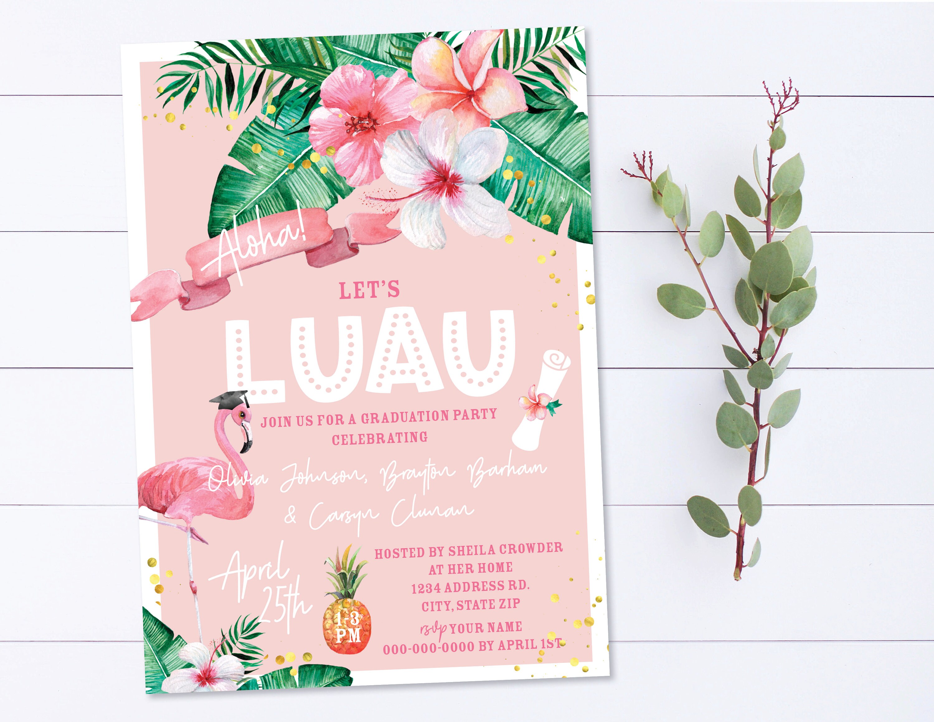 Graduation Luau Party Invitation Tropical Graduation Party | Etsy