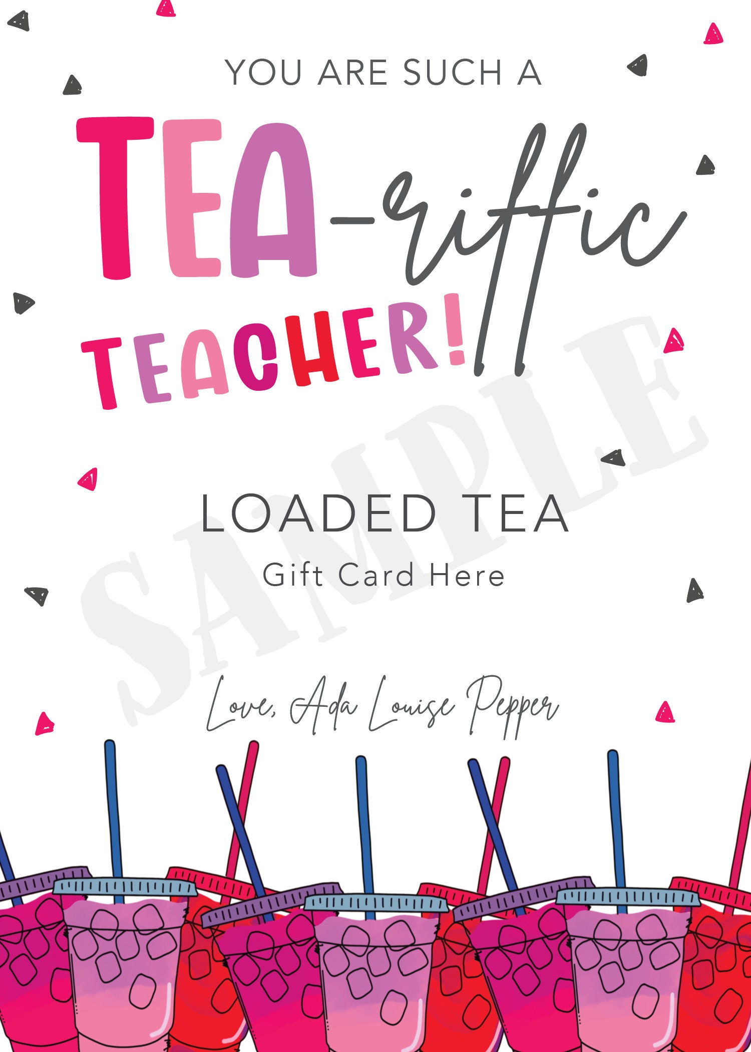 PRINTED Loaded Tea Gift Card Holder, Thanks for Being so Tea-riffic ...