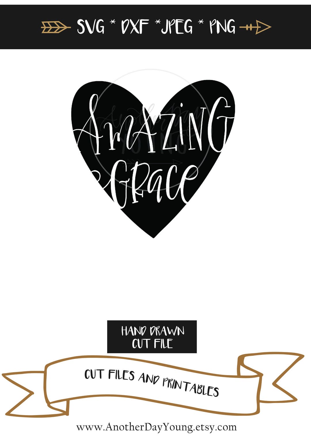 Digital File / Amazing Grace Heart / Hand Drawn / SVG / Printable / Cut ...
