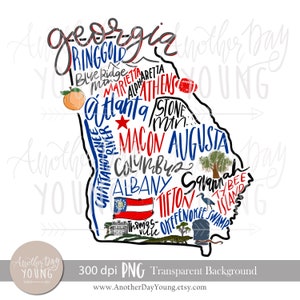 Georgia State Png Dtf Wall Art Screen Print Dtf Design, Home State Map ...