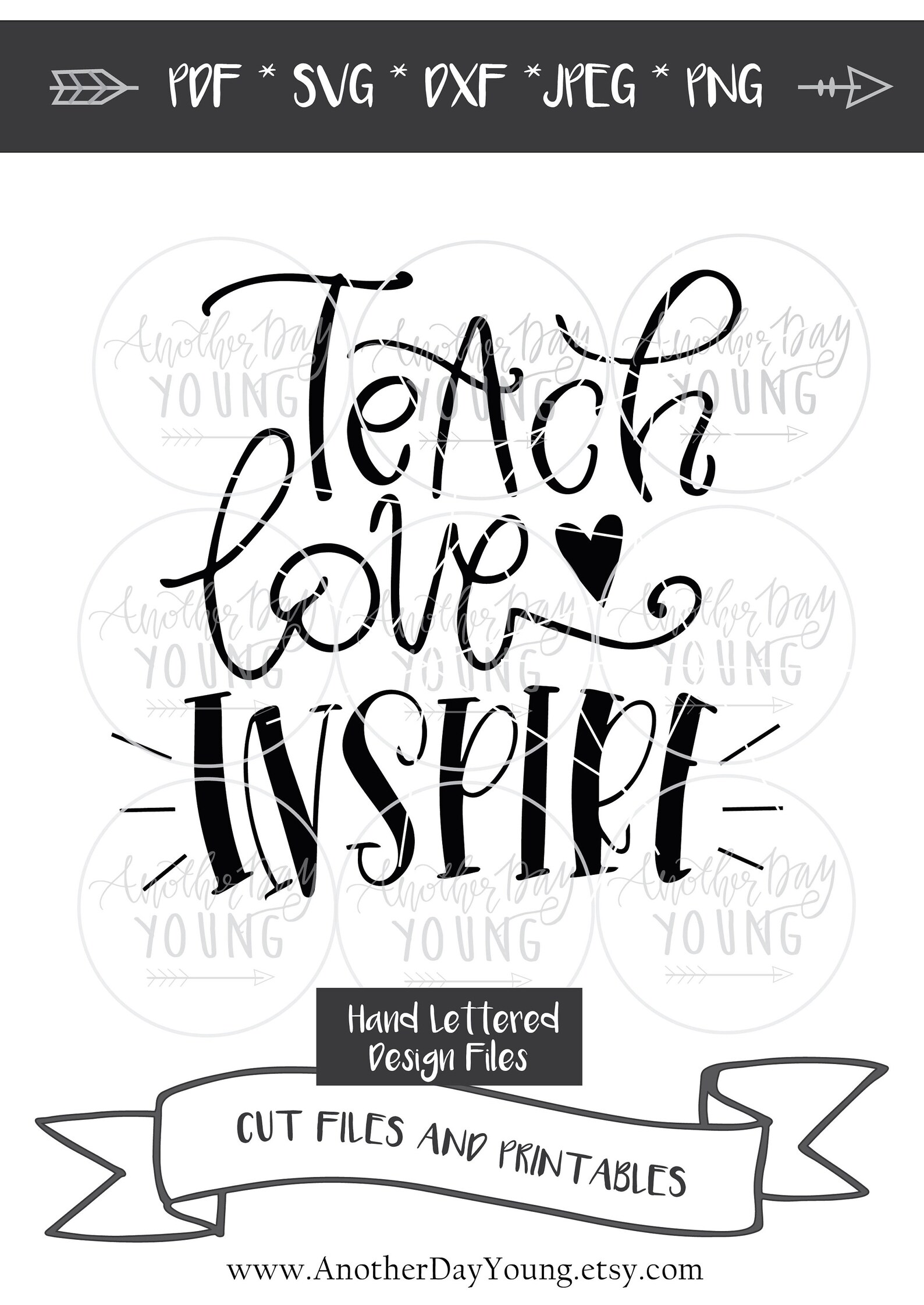 Teach Love Inspire / Hand Lettered SVG / Classroom Printable / Cricut ...