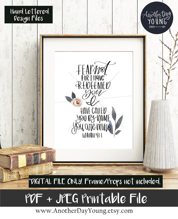 Isaiah 43:1 8x10 Printable Wall Art / Hand Lettered Printable | Etsy