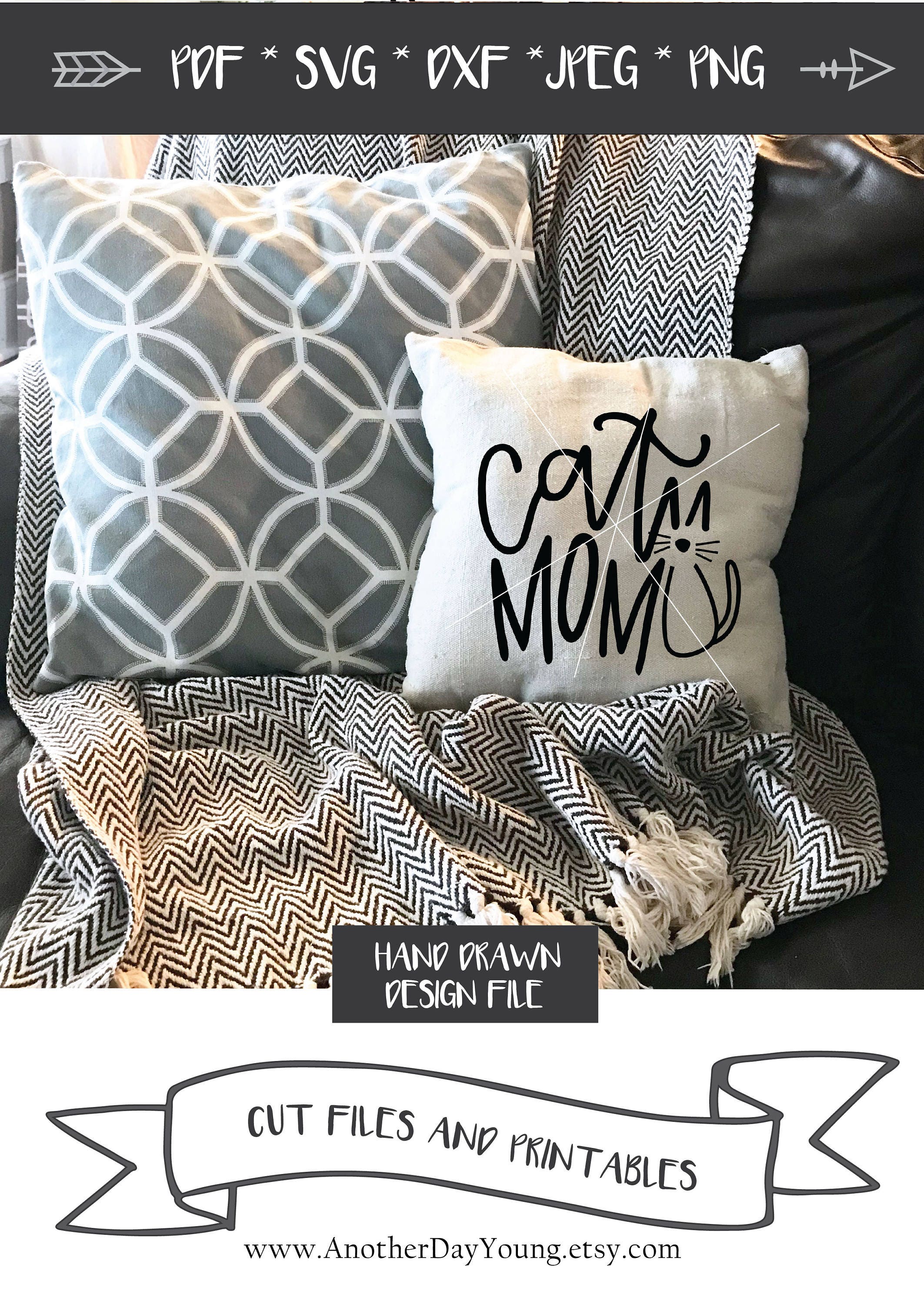 Cat Mom SVG Circut Silhouette Cat SVG Fur Mom SVG | Etsy