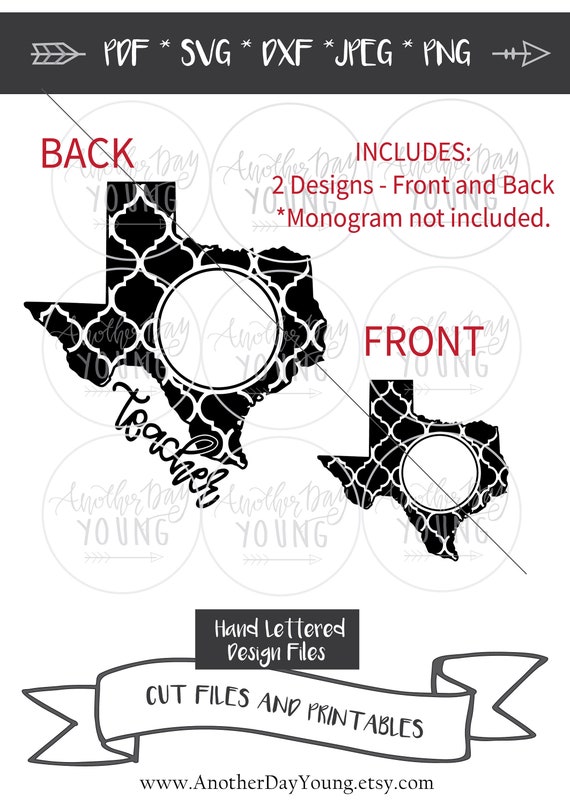 Teacher SVG Silhouette Cricut Monogrammed Teacher SVG Texas SVG Hand ...