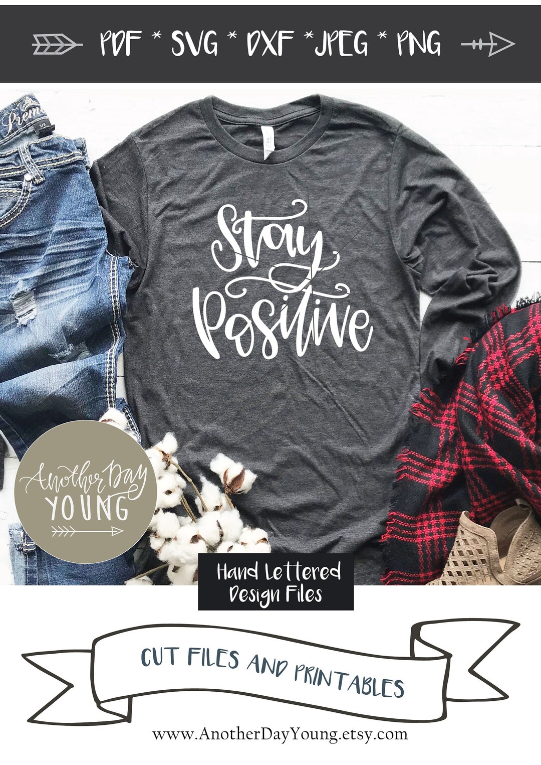 Stay Positive Svg , Positive Svg , Hand Lettered Svg , Good Vibes Svg ...