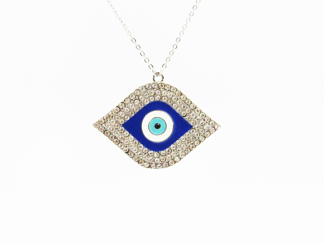 Evil Eye Crystal Pendant Necklace - Etsy