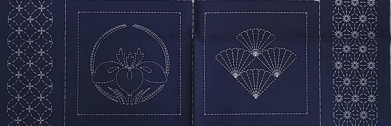 EASY SASHIKO Beginner Kit #871: 2 Designs Pre-printed Fabric, Needles ...