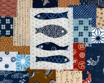 Boro Fabric Asian Japanese Collection 346 22 Pieces FISH - Etsy