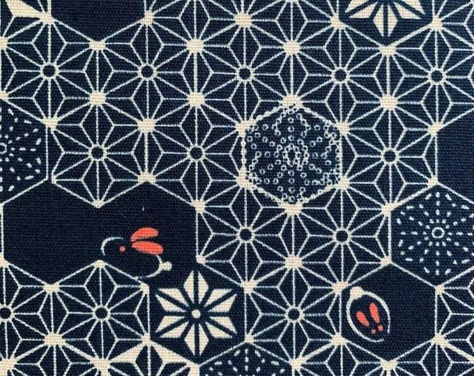Bunny Rabbits & Plover Birds - Asanoha Traditional Japanese Fabric - Etsy