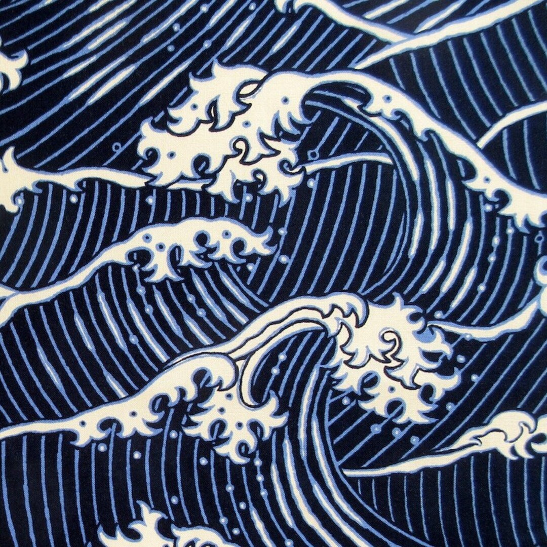 The Great Wave High Seas of Japan Indigo Blue Fabric Quilts, Apparel ...