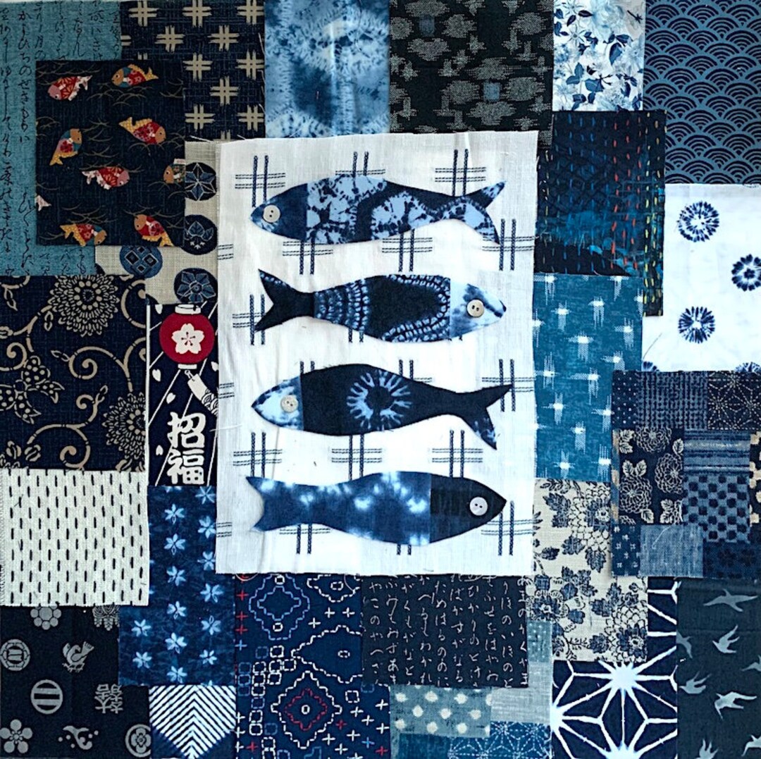 Boro Fabric Asian Japanese Collection 532 29 Pieces FISH - Etsy