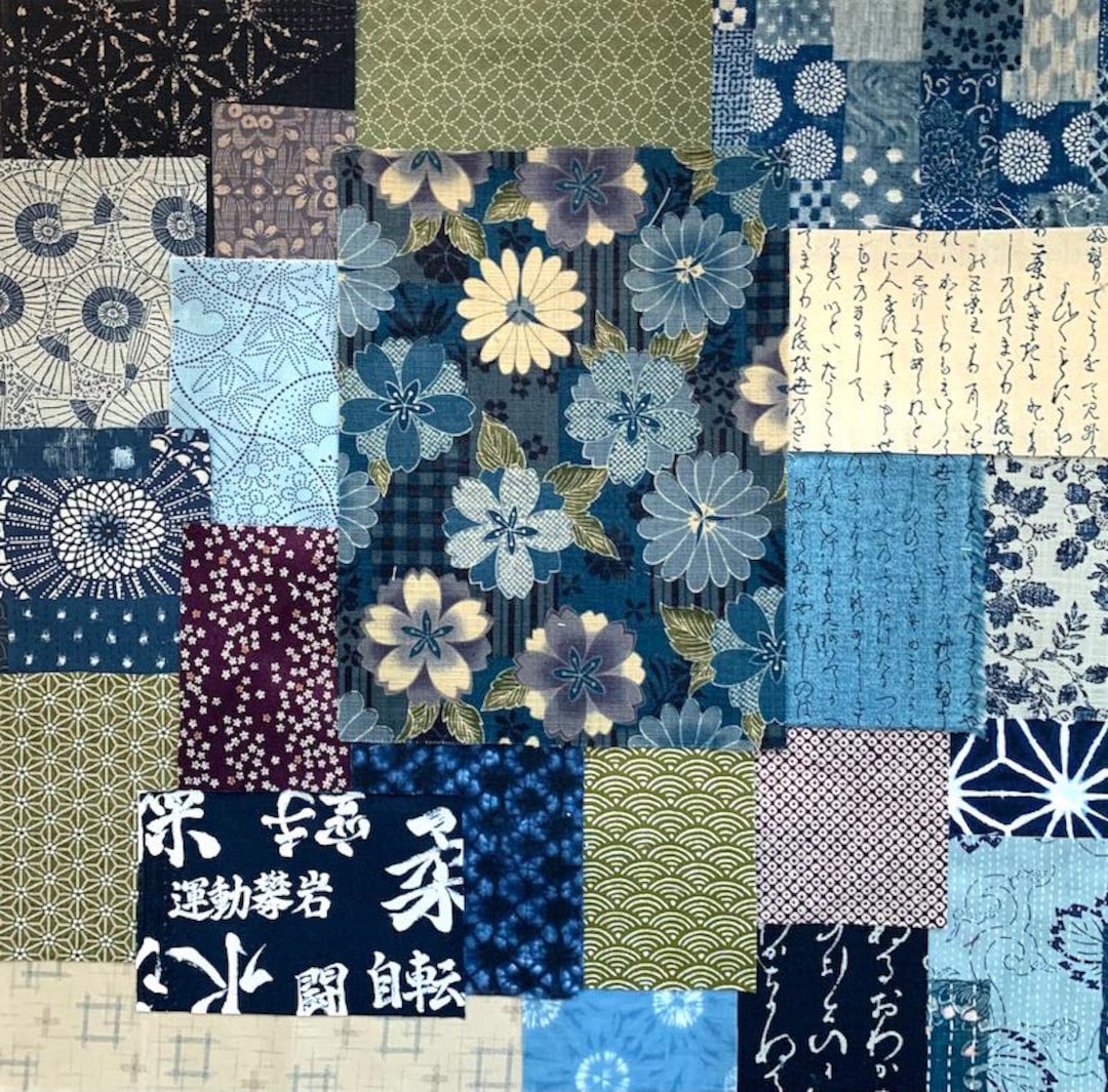 21 Traditional Indigo Blue Japanese Designs Boro Fabric Collection 173 ...