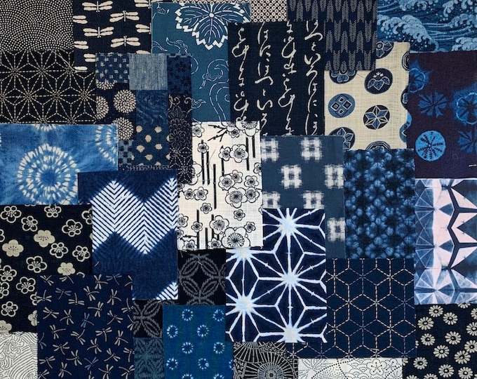 Slow Stitching Boro Japanese Fabric Collection #530 - 22 Pieces - FISH ...