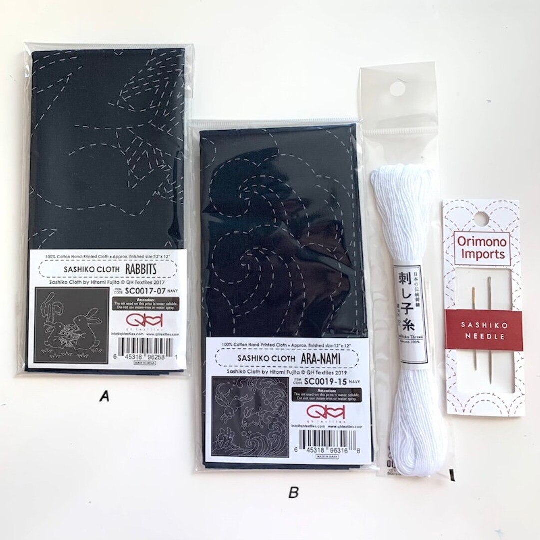RABBITS Sashiko Kit Fabric Panel Thread Needles - Etsy