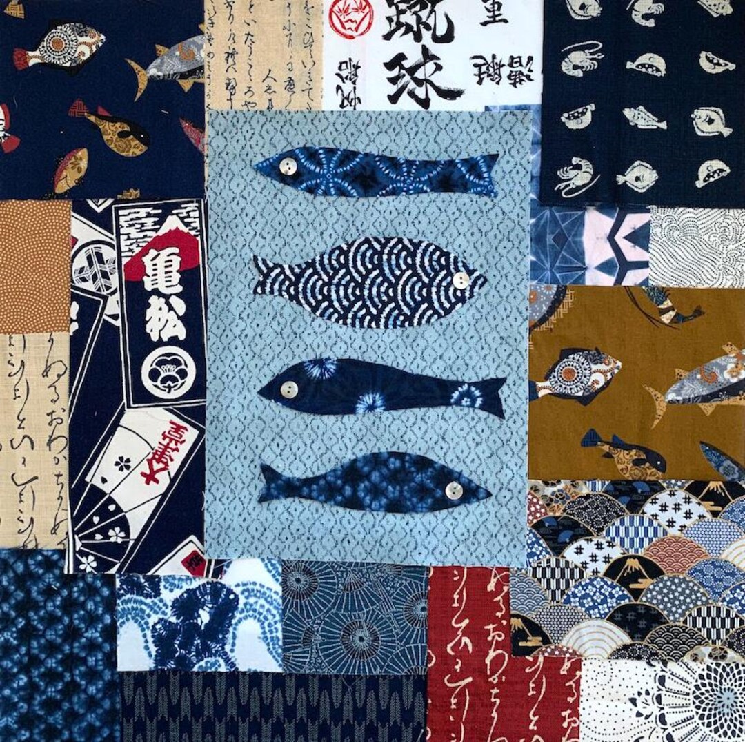 Boro Fabric Asian Japanese Collection 258 22 Pieces FISH - Etsy