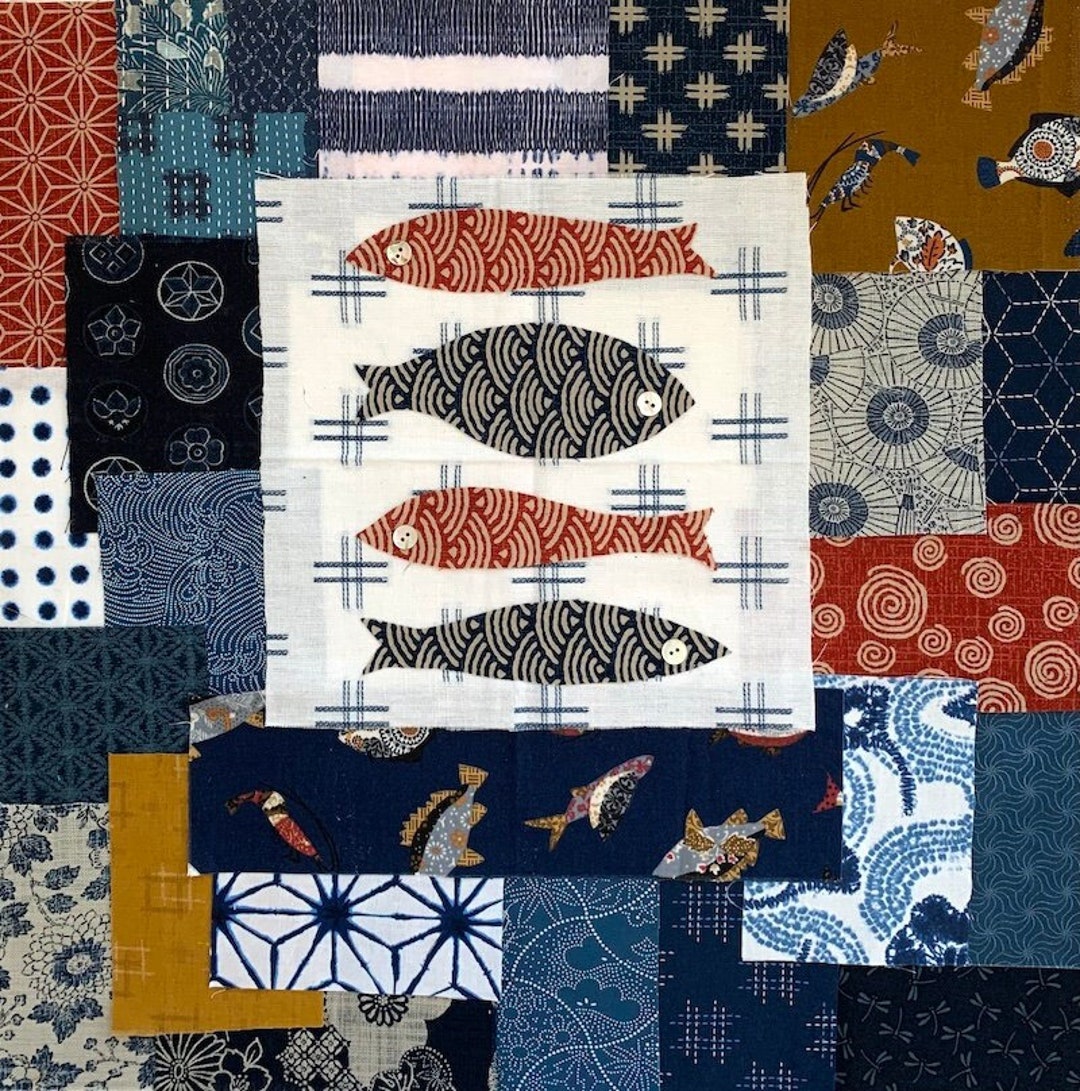 Boro Fabric Asian Japanese Collection 147 27 Pieces FISH - Etsy