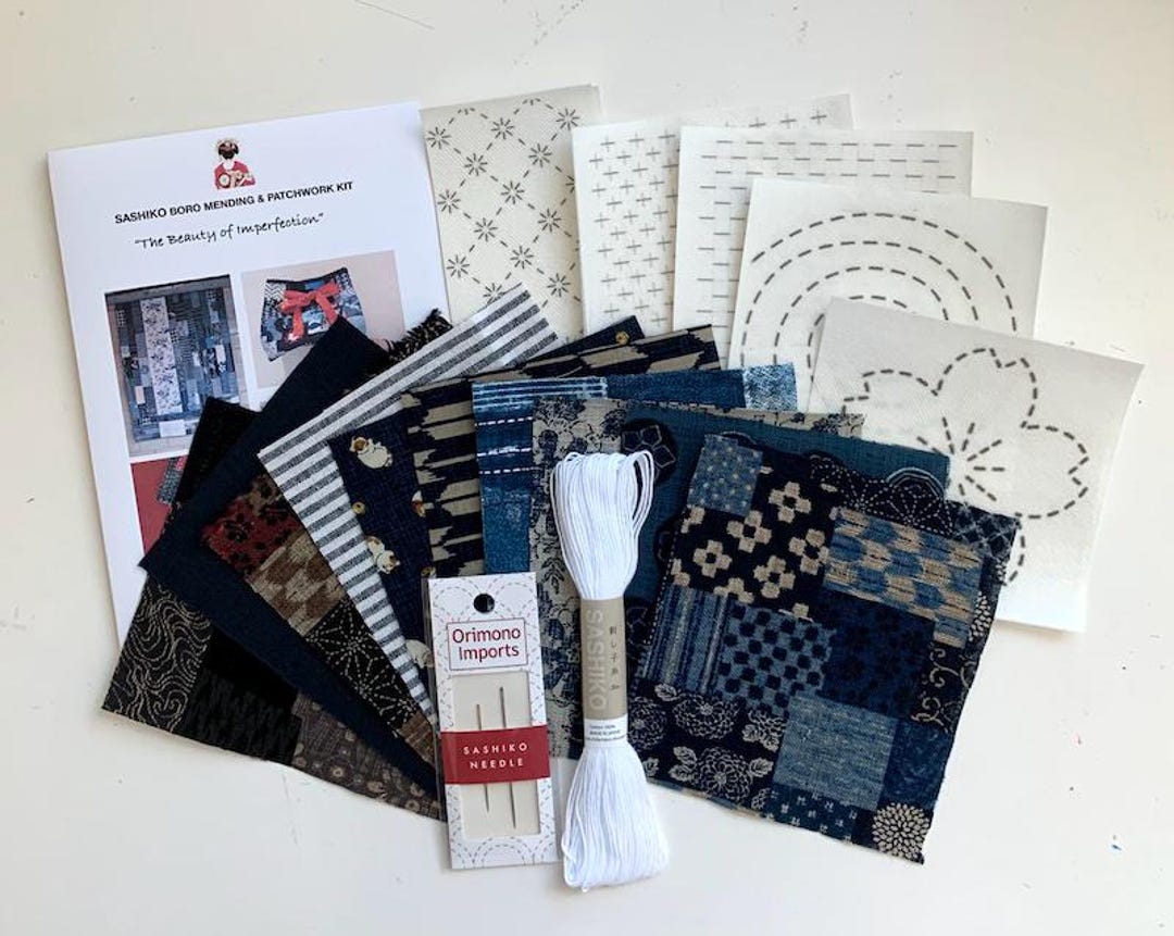 Slow Stitching Sashiko Boro Mending & Patchwork Kit #355: 10 Piece ...