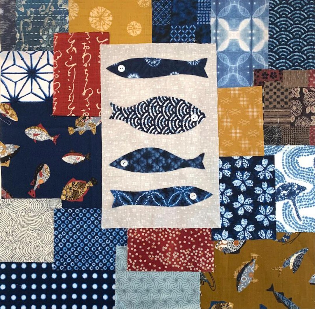 Boro Fabric Asian Japanese Collection 292 23 Pieces FISH - Etsy