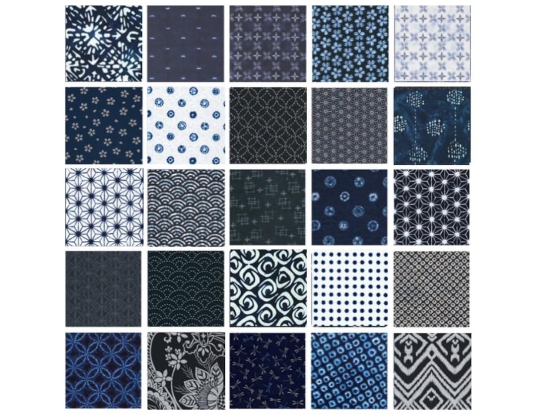 8 Indigo Japanese Fat Quarter or Fat Eighth Fabric Bundle #754 - Etsy