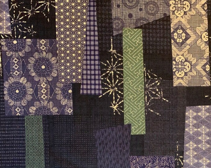 New! Boro Patchwork Design - Blue, Eggplant 100% Cotton Dobby - Etsy