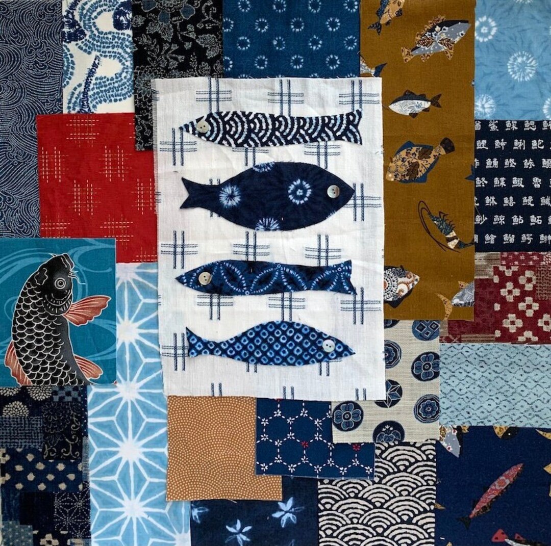 Boro Fabric Asian Japanese Collection 971 24 Pieces FISH - Etsy