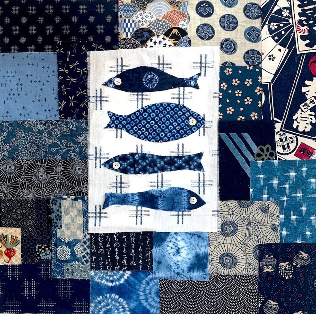 Boro Fabric Asian Japanese Collection 769 25 Pieces FISH - Etsy